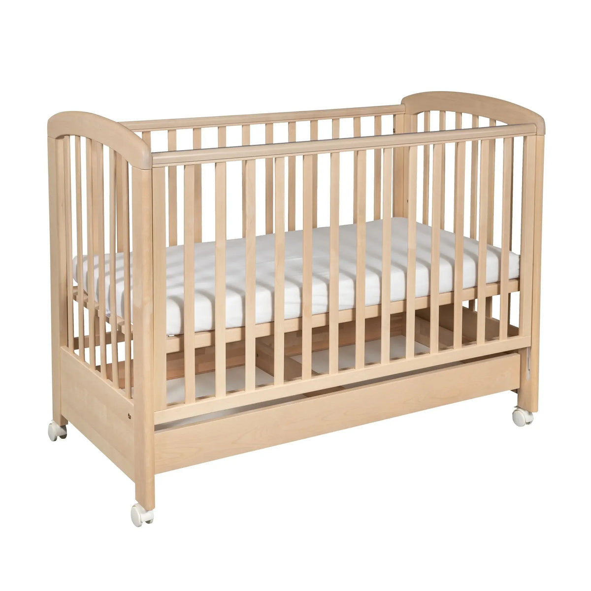 Teak Wood Baby Crib With Storage Drawer And Casters Crib — Woven Space