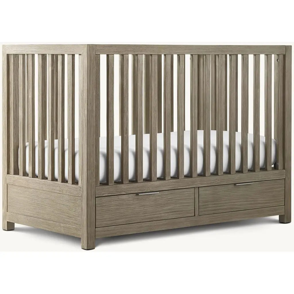 Teak Wood Convertible Baby Crib With Storage Crib — Woven Space