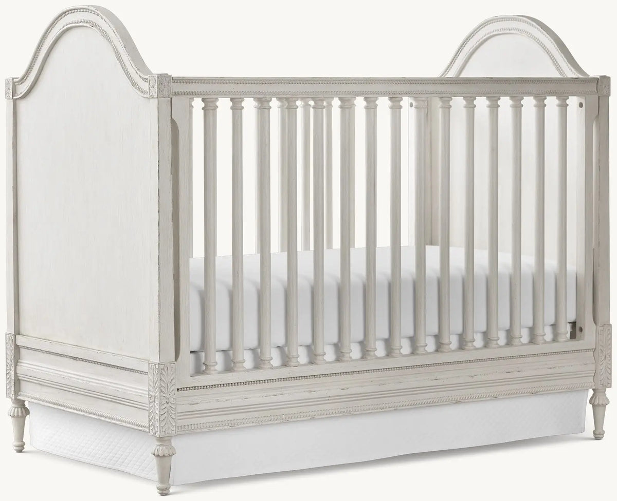 French Country Convertible Distressed White Baby Crib — Woven Space