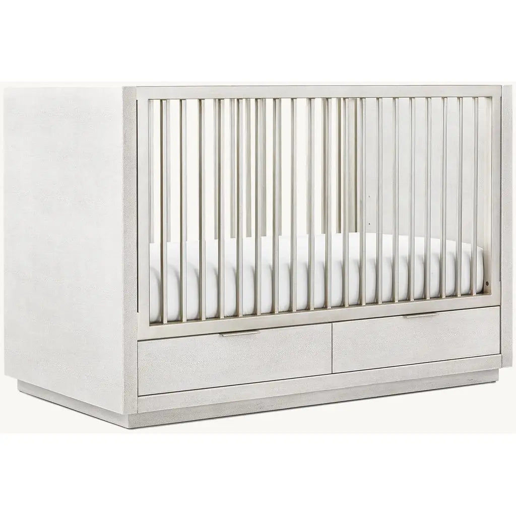 Convertible Mahogany Baby Crib With Light Grey Storage Crib — Woven Space