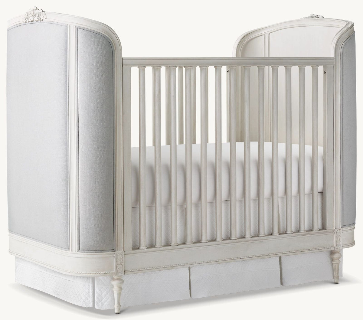 French Convertible Baby Crib Mahogany Upholstered Crib — Woven Space