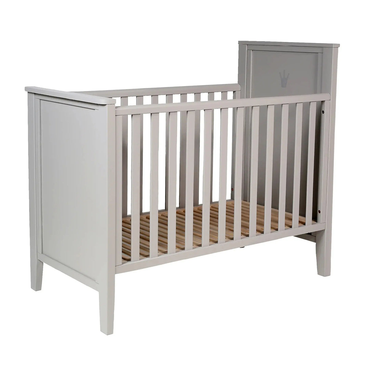 Premium Light Gray Teak Wood Adjustable Height Baby Crib — Woven Space