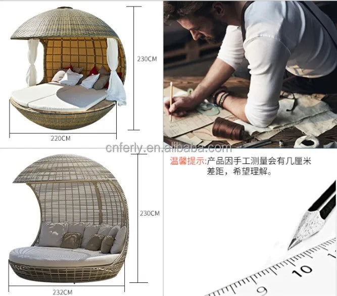 Architectural Grade All Weather Rattan Daybed for Commercial Outdoor F ...