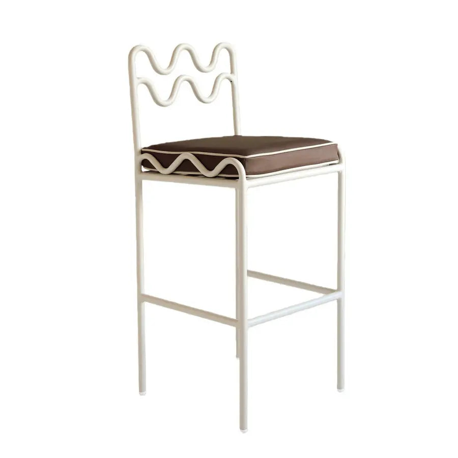 Elegant Mid-Century Modern Metal Wave Bar Stool for Kitchen & Bar ...