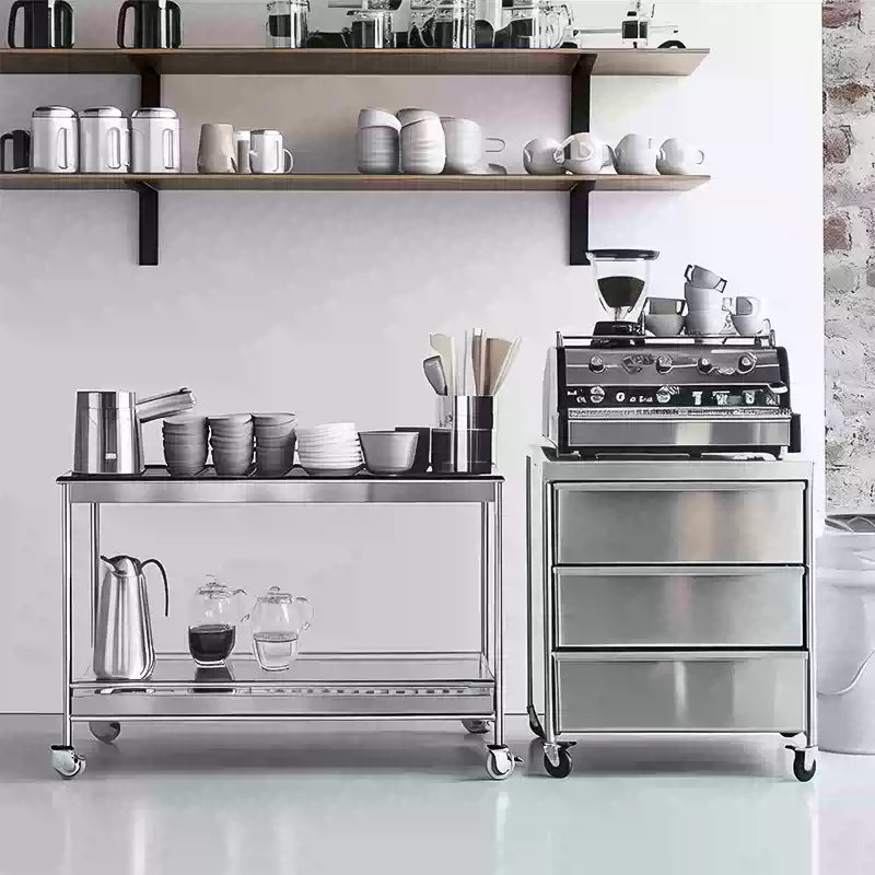 Delja Antique Style Stainless Steel Storage Trolley — Woven Space