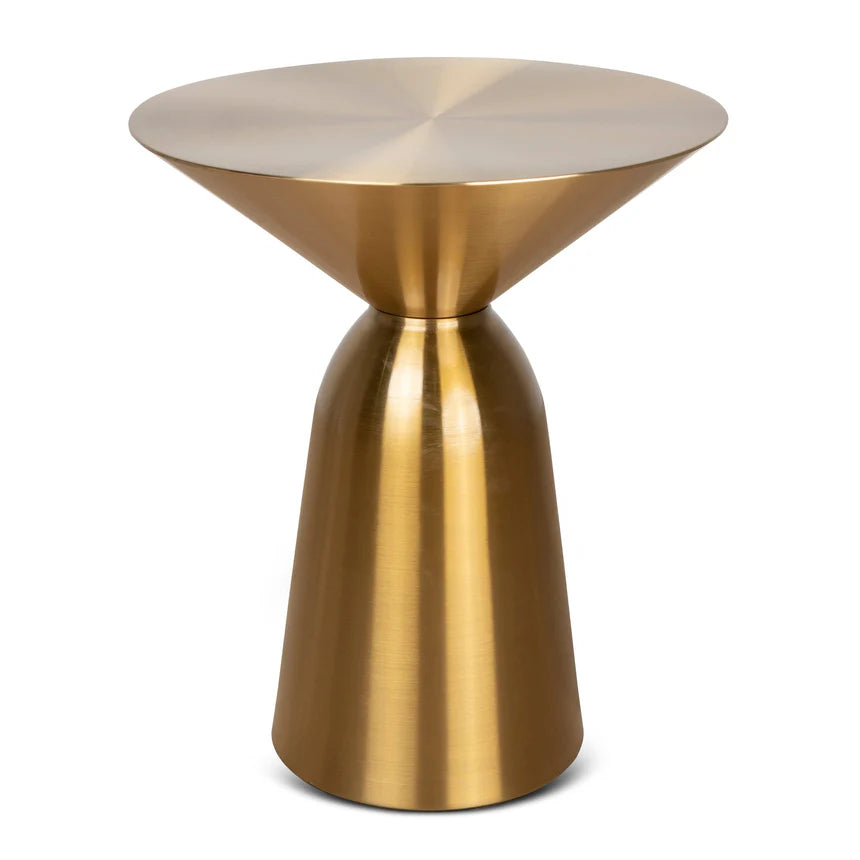 Zenon 45cm Round Side Table - Gold — Woven Space