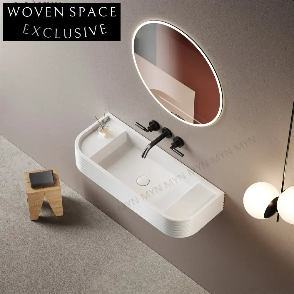 Contemporary Wall-Mounted Artificial Stone Bathroom Vanity Basin with ...