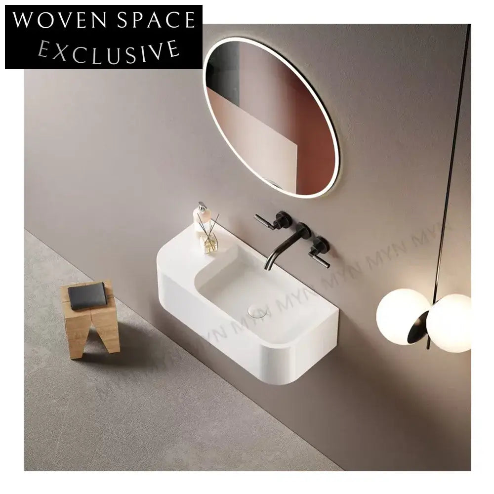 Elegant Wall Mount Artificial Stone Bathroom Sink - Modern Lavabo Wash ...
