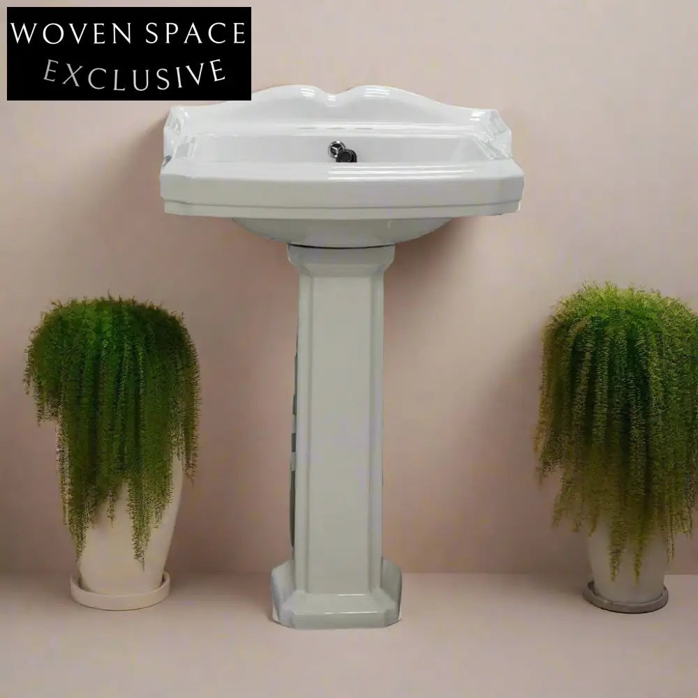 Francesca retro ceramic trimmed pedestal basin — Woven Space
