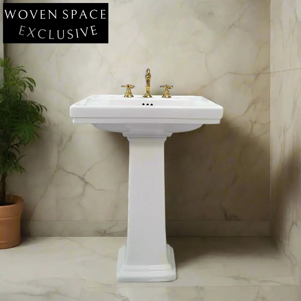 Giulia european ceramic pedestal wash basin — Woven Space