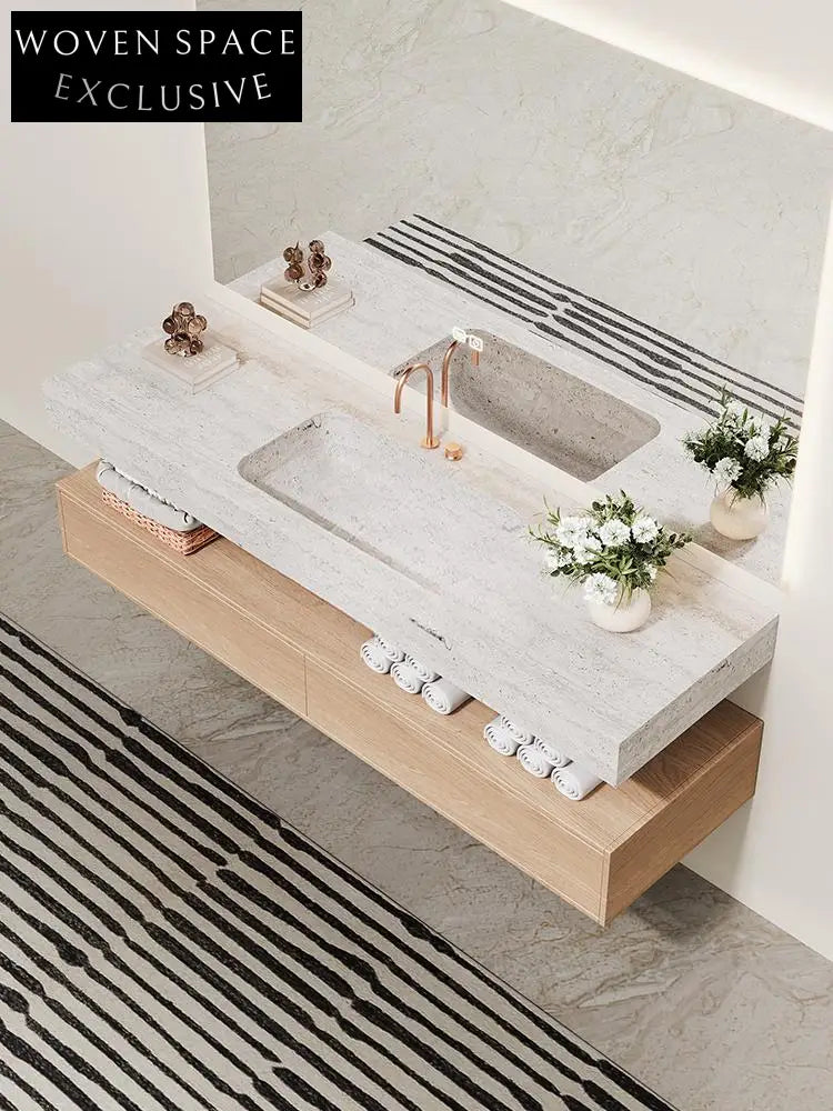 Inaya Red Cave Marble Wall-Mounted Sink — Woven Space