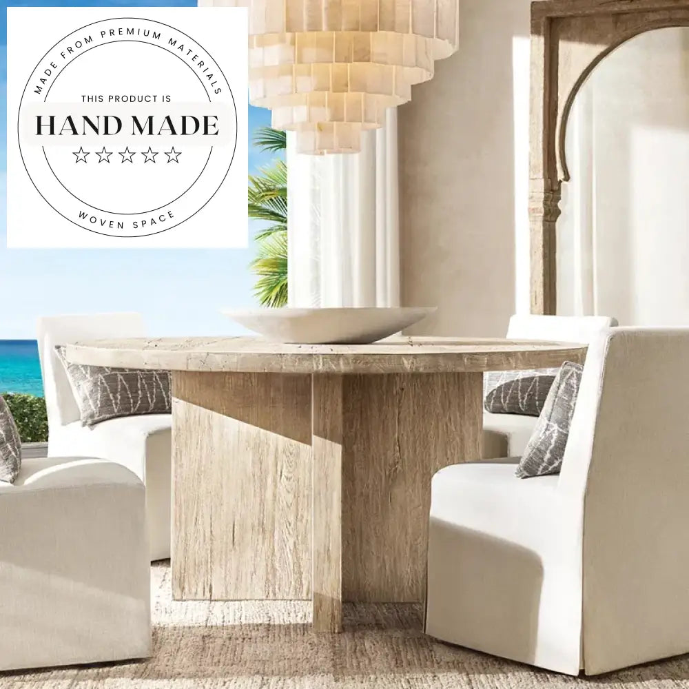 Midcentury Retro Round Solid Oak Wood 6 Seater Outdoor Dining Table — Woven Space