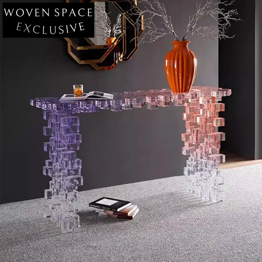 Modern Clear Acrylic Cube Console Table - Stylish Entryway Display Tab ...