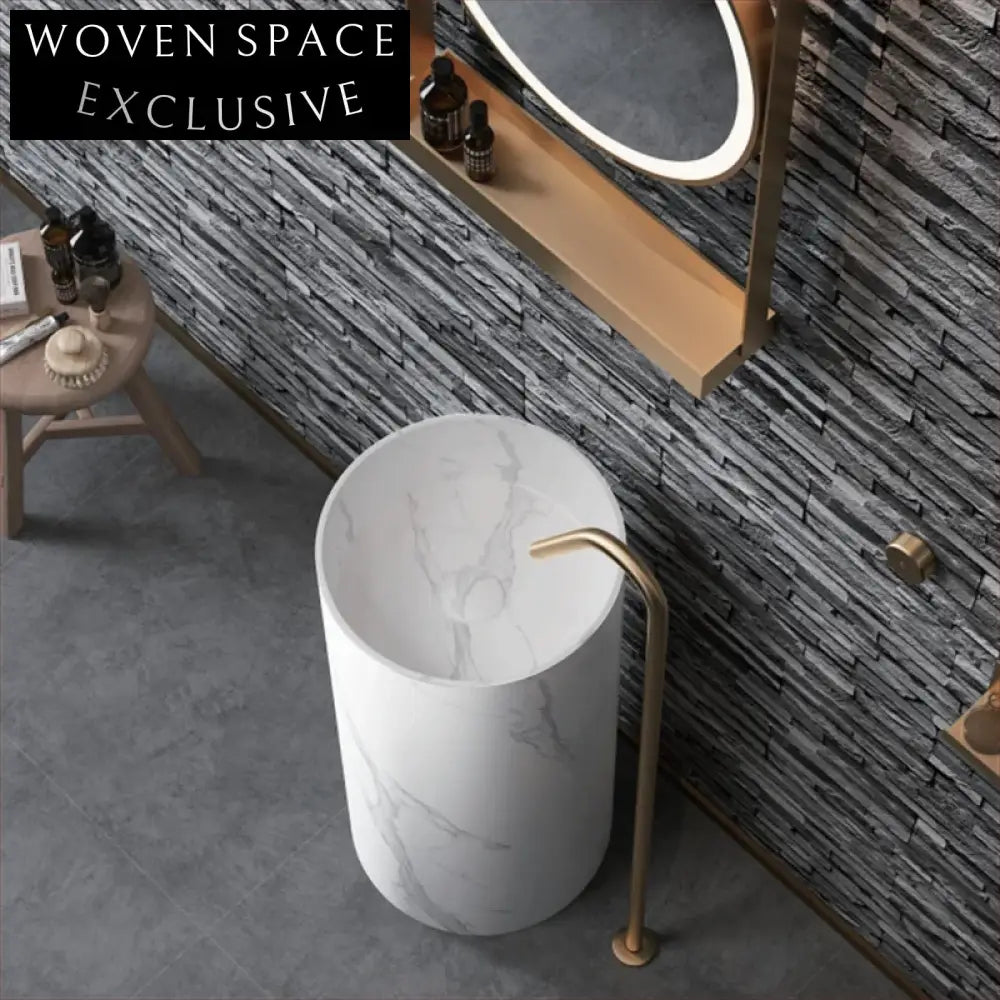 Modern Freestanding Artificial Stone Pedestal Basin for Elegant Bathro ...
