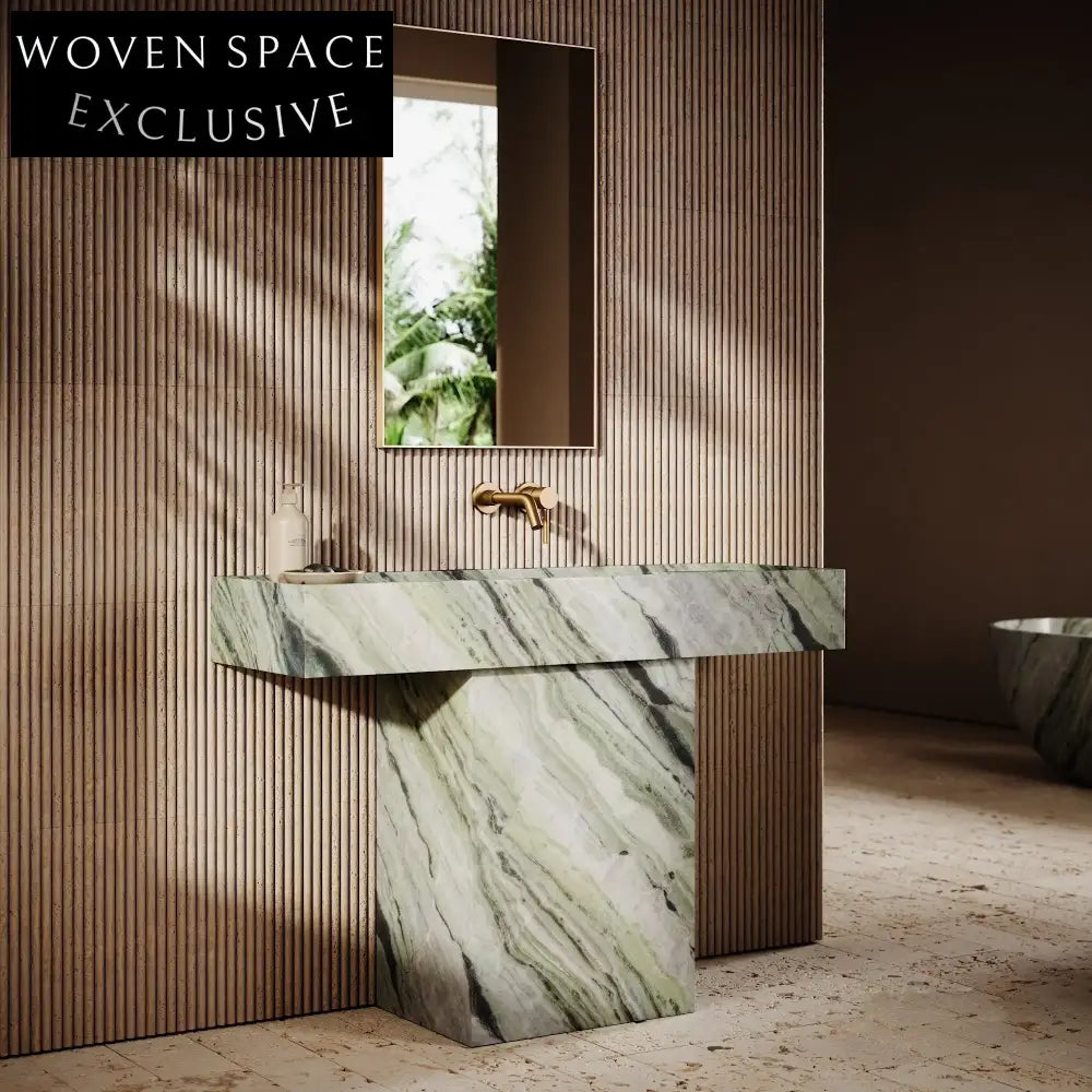 Modern Luxury Green Marble Double Sink Freestanding Bathroom Wash Basi ...