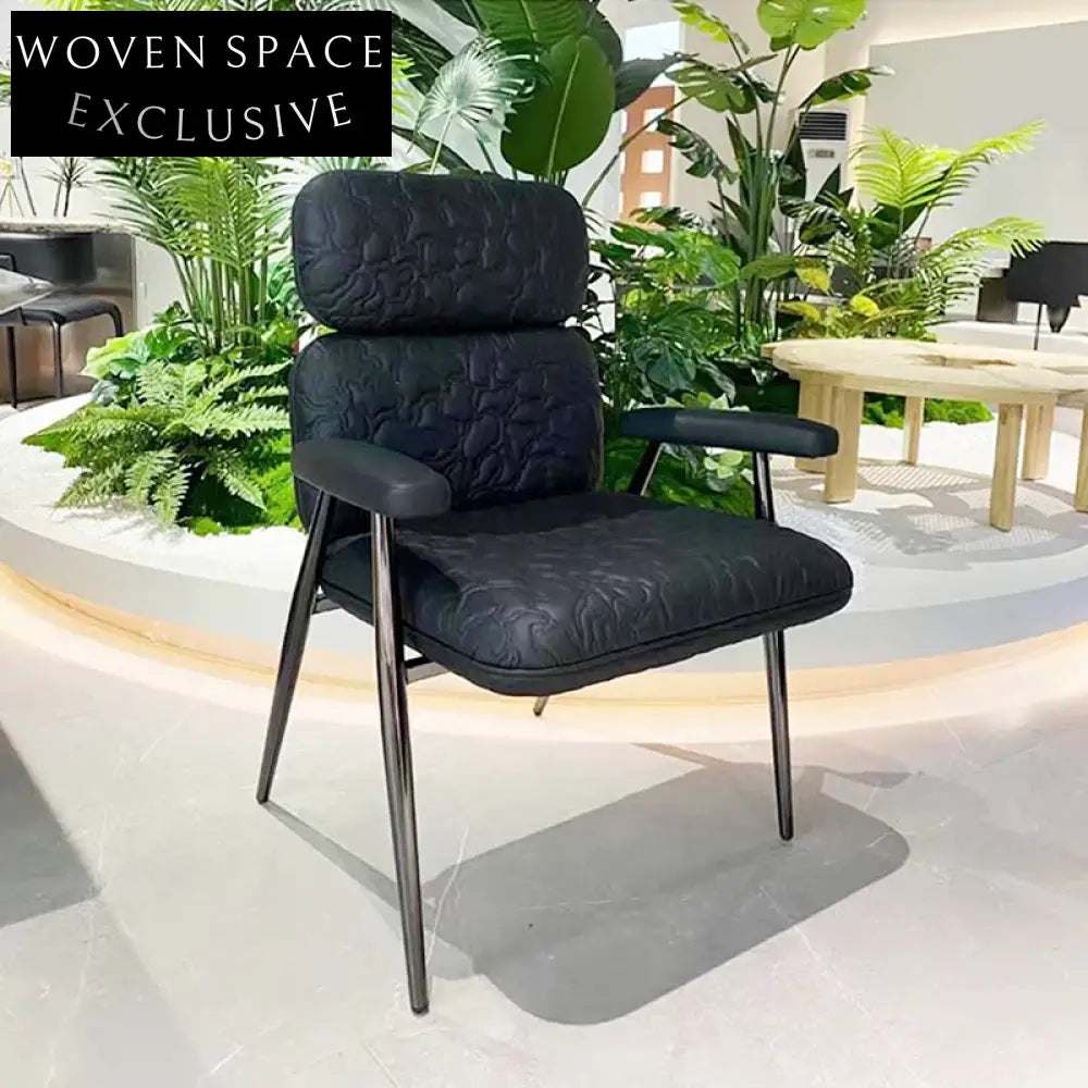Modern Luxury Leather Dining Armchair, Cobblestone Pattern Dining Chai ...