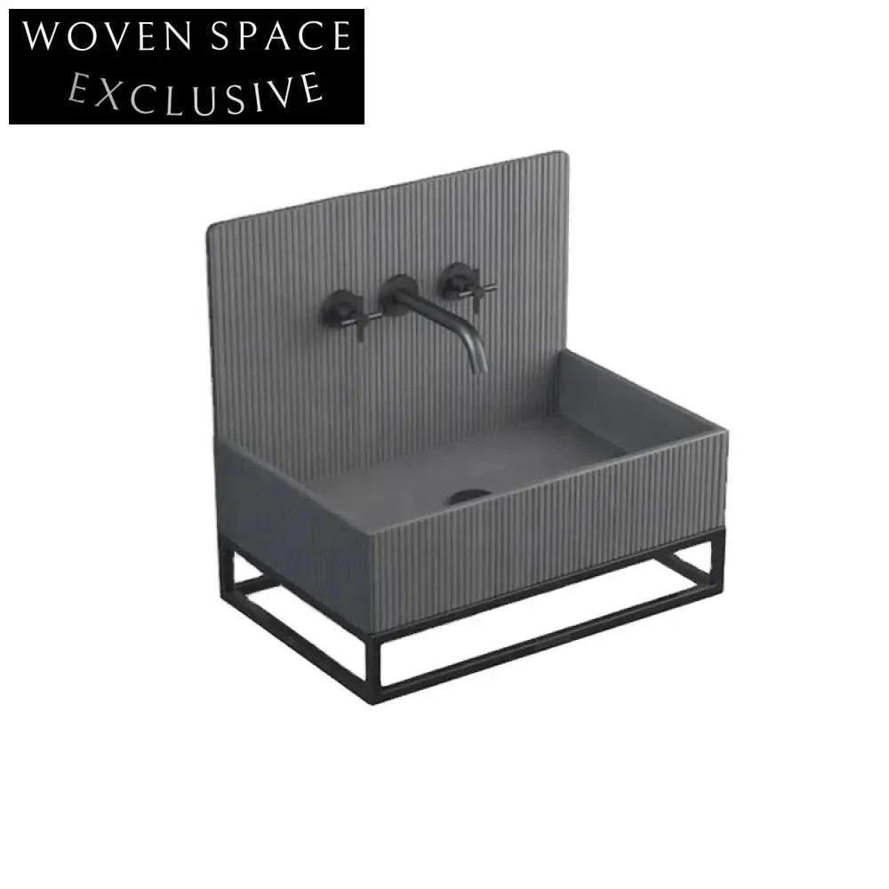 Modern Rectangle Resin Pedestal Basin, Durable Artificial Stone Bathro ...