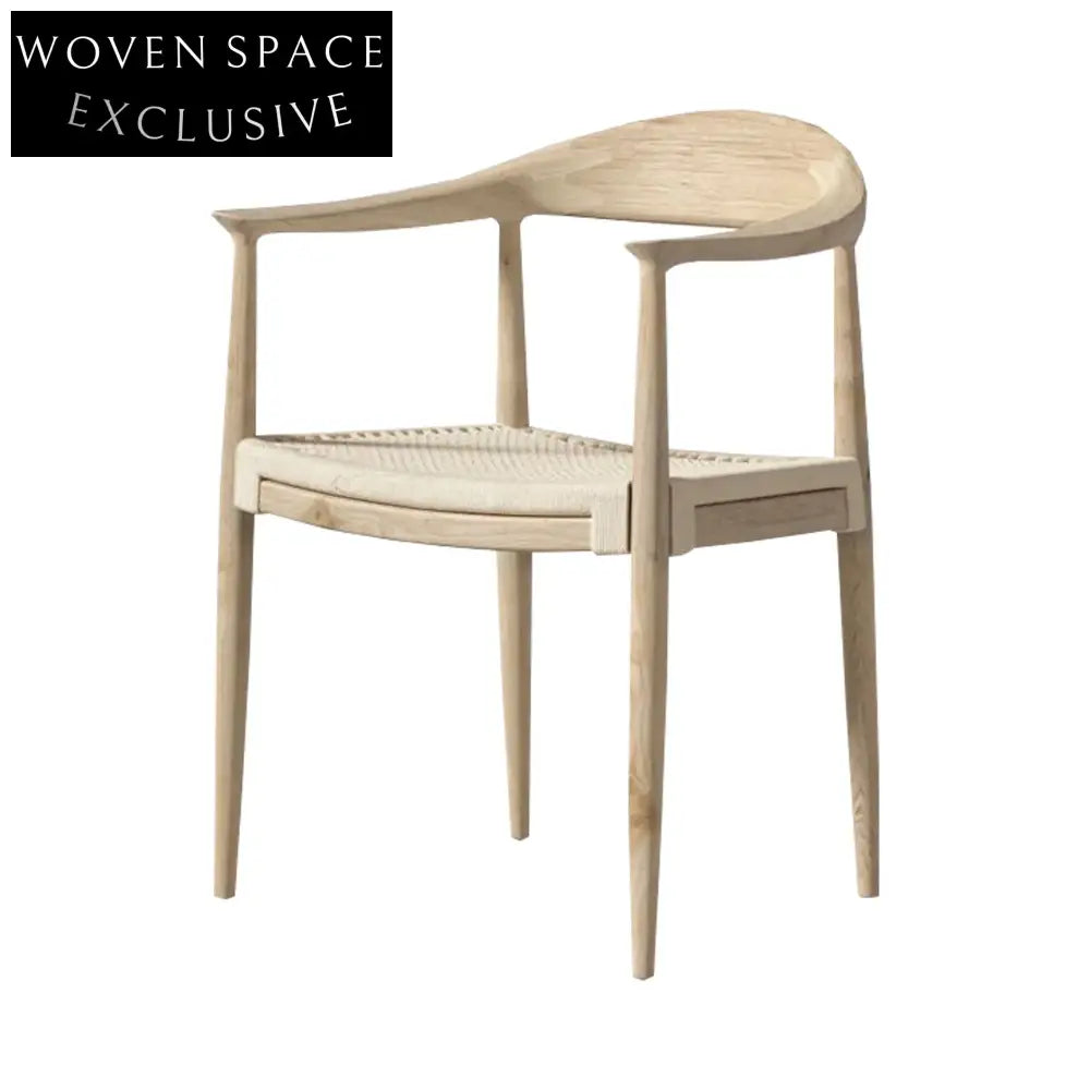 Natural Oak Curved Back Round Stackable Dining Chair — Woven Space