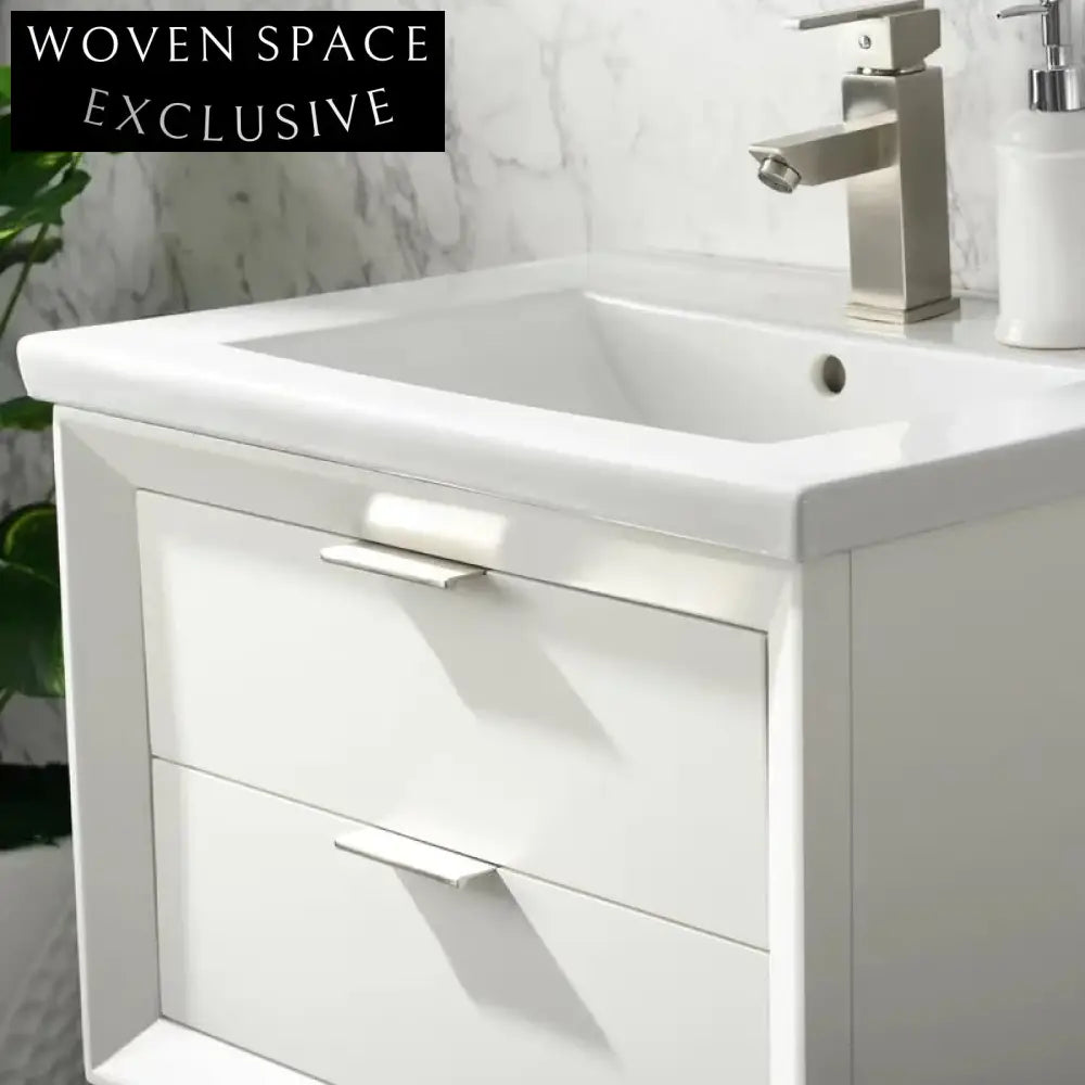 Sleek White Ceramic Drop-in Countertop Vanity Sink for Bathroom Cabine ...