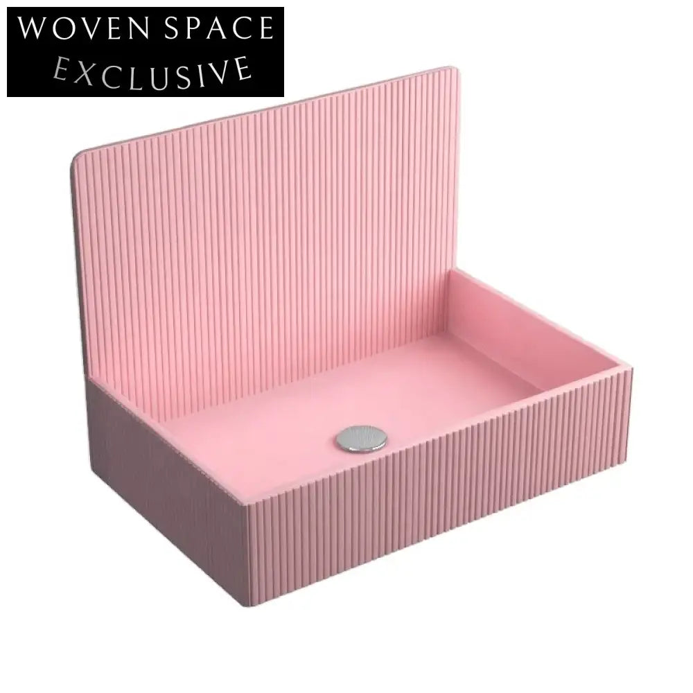 Stylish Square Pink Resin Wall Mounted Bathroom Wash Basin Artificial ...