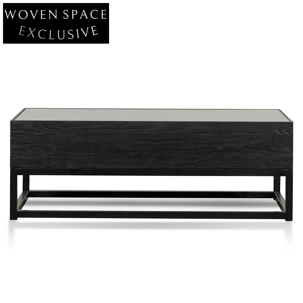 Ted 1.2m Elm Coffee Table - Full Black — Woven Space
