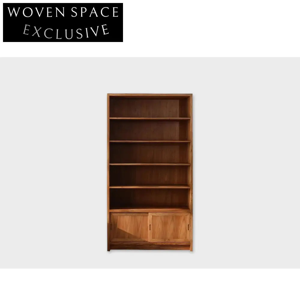 Wabi Sabi Solid Elm Wood Bookcase - Antique Foldable Cabinet — Woven Space